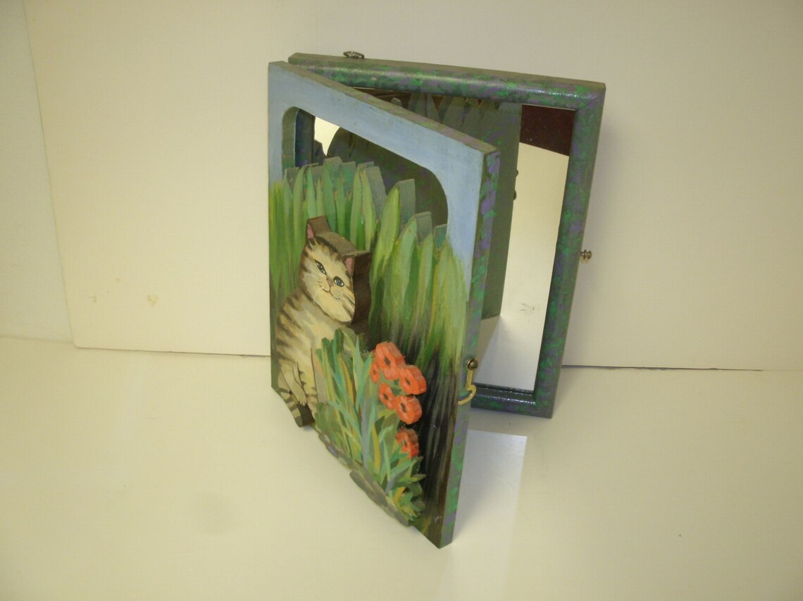Hinged Two Piece Hand Painted Cat Mirror - Etsy