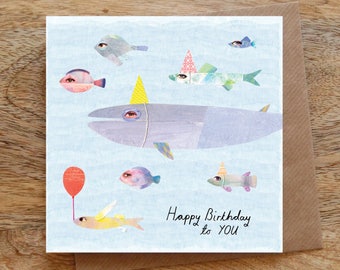 Happy Birthday Fish Greeting Card - Etsy