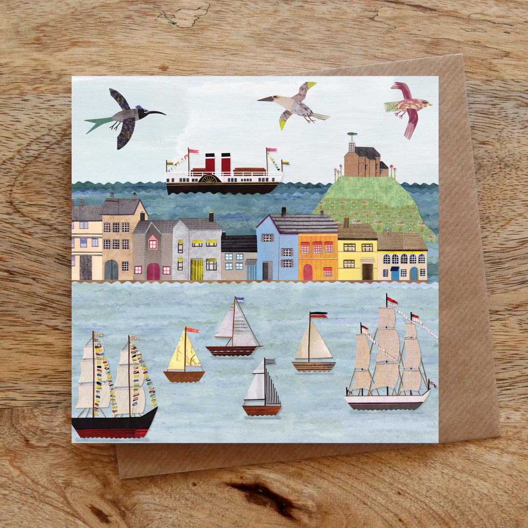 Ilfracombe Harbour Greeting Card, Devon Seaside Illustration, Blank - Etsy