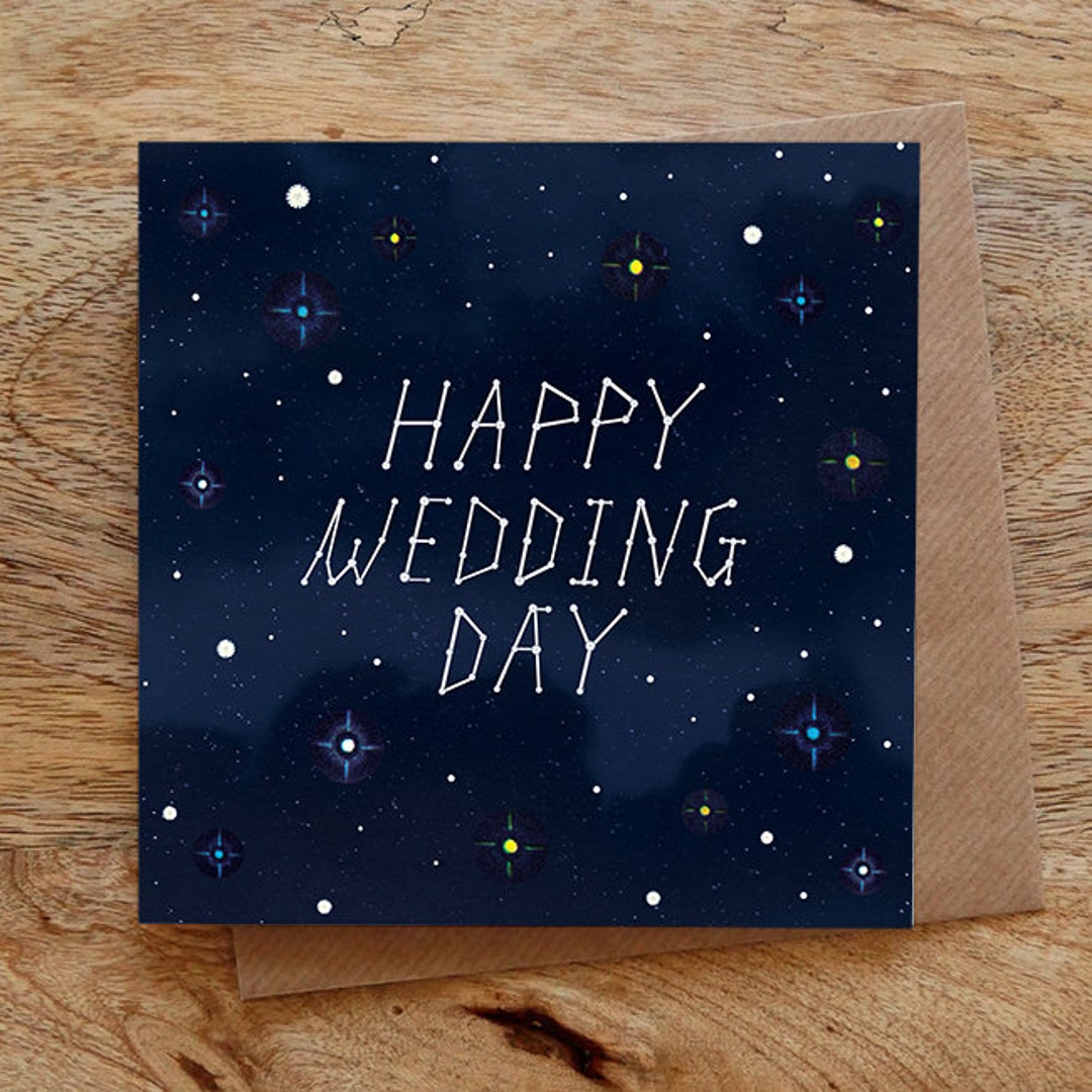 HAPPY WEDDING DAY Greeting Card Constellations Card, Wedding Card ...