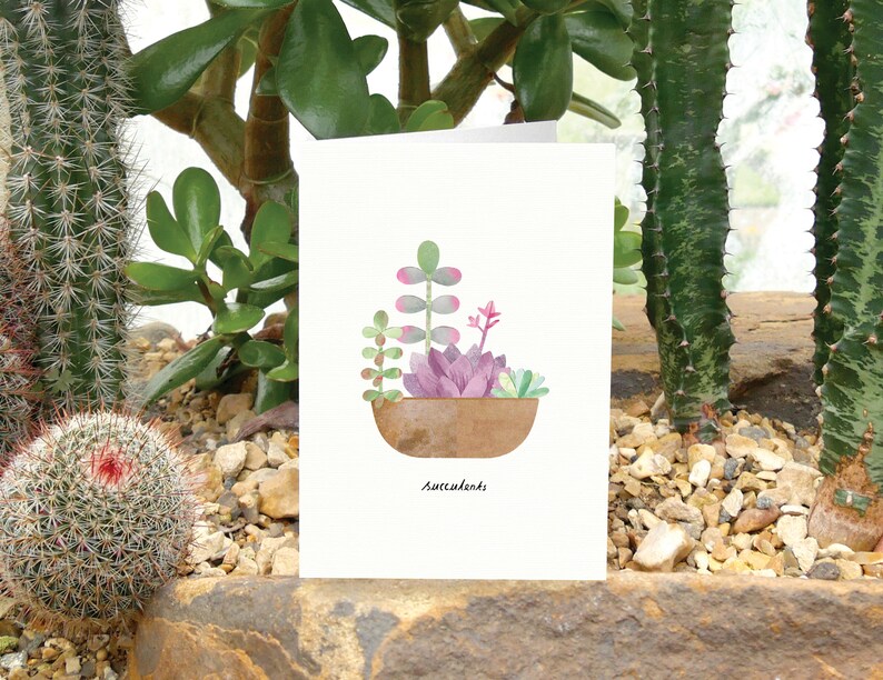 SUCCULENT Greeting Card with Plant Care Succulents Card | Etsy