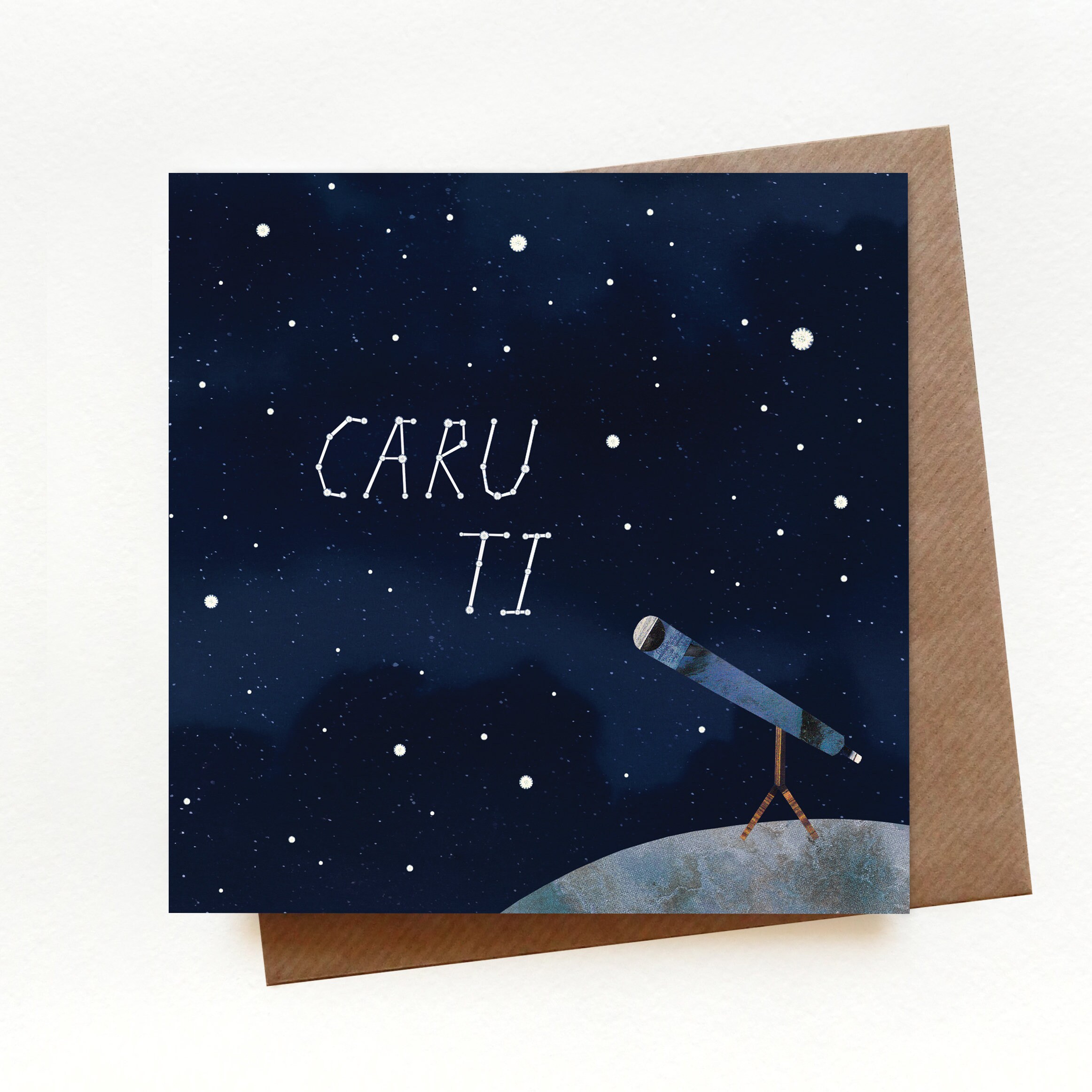 Caru Ti Welsh Love Card, Moon Constellation Collage - Etsy UK
