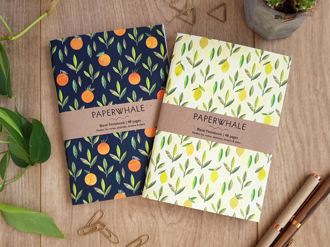 SET OF 2 NOTEBOOKS Oranges & Lemons A6 Notebooks, Pocket Note Pads, A6 ...