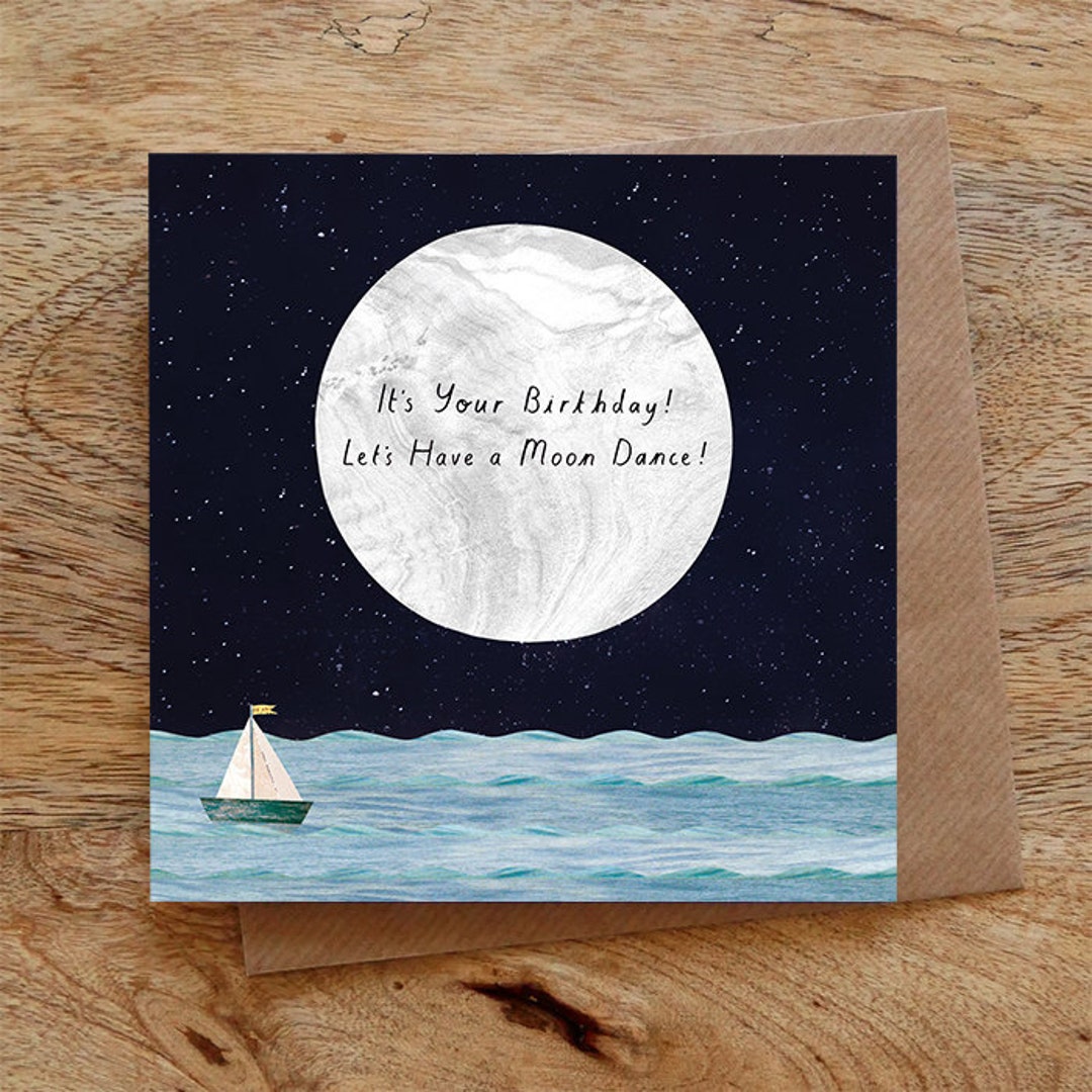MOON DANCE BIRTHDAY - Greeting Card, Birthday Card, Moon, Boat, Sea ...