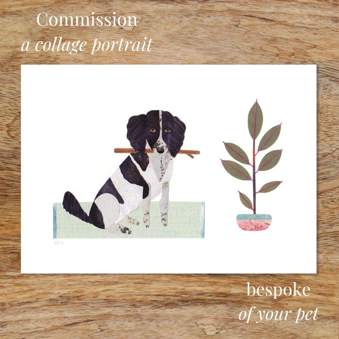 Collage Dog Pet Portrait by Lianne Harrison of Paperwhale Cards, a ...
