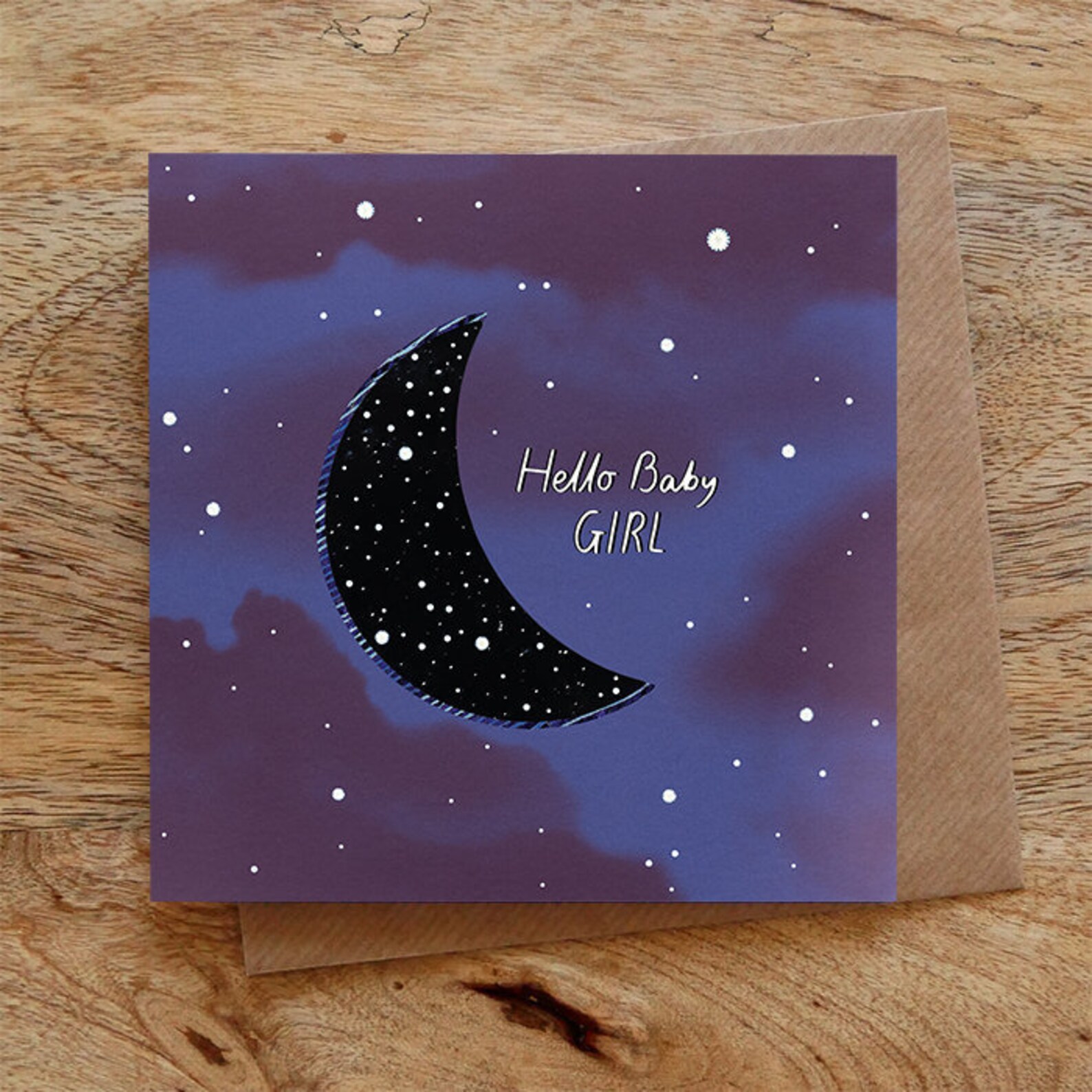 HELLO BABY GIRL Night Sky New Baby Greeting Card, Baby Girl, Greeting ...