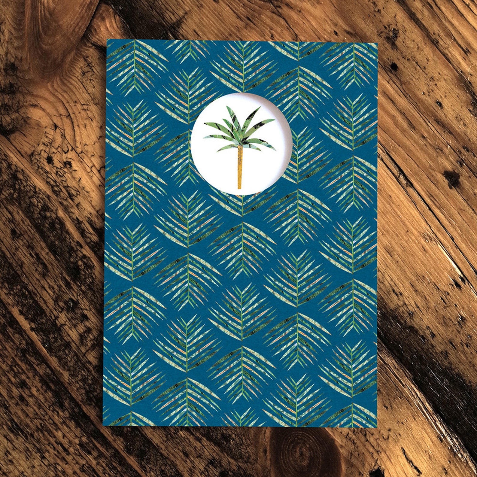 PALM TREE Greeting Card, Palm Leaves Card, Botanical Palm Tree Pattern ...