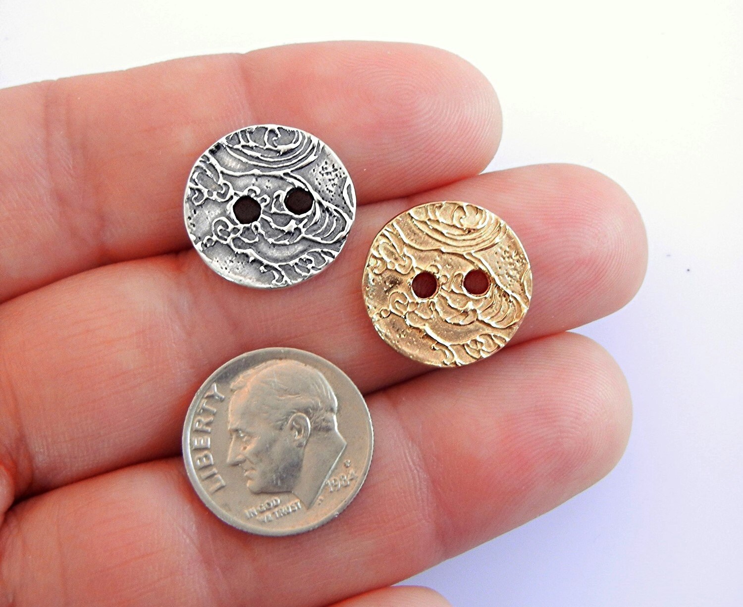 ONE Artisan Button Clasp, 2.5mm Sterling Silver Double Holed Button ...