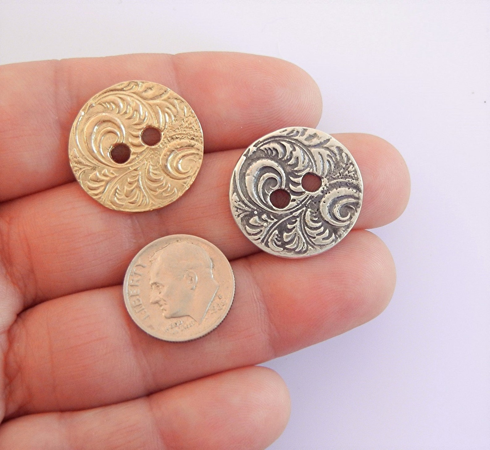 ONE Handmade Button Clasp, 3.5mm Sterling Silver Vintage Button Clasp ...