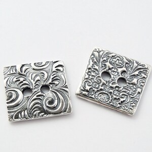 ONE 3mm Double Holed Button Clasp, (bh3s) Sterling Silver Square Button ...