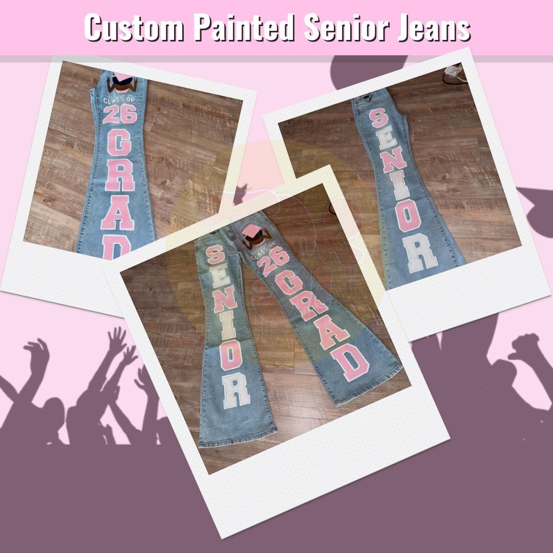 SIMPLE Custom Painted Senior Jeans – Hand-painted Senior Art | Class of ...