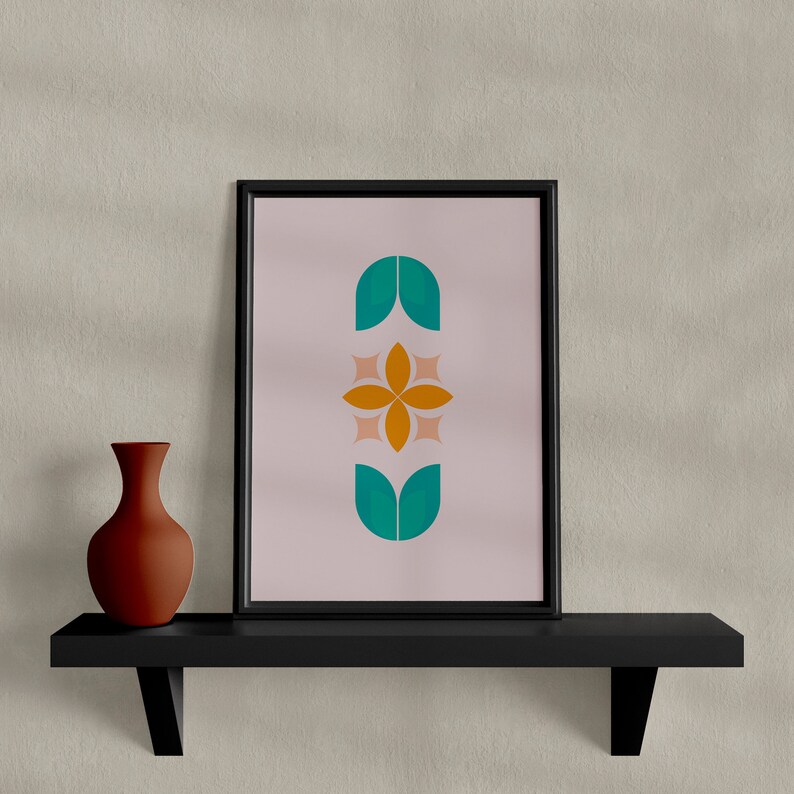 Geometric Flower Illustration - Geometric Shapes, Pink, Green, Zen, and ...