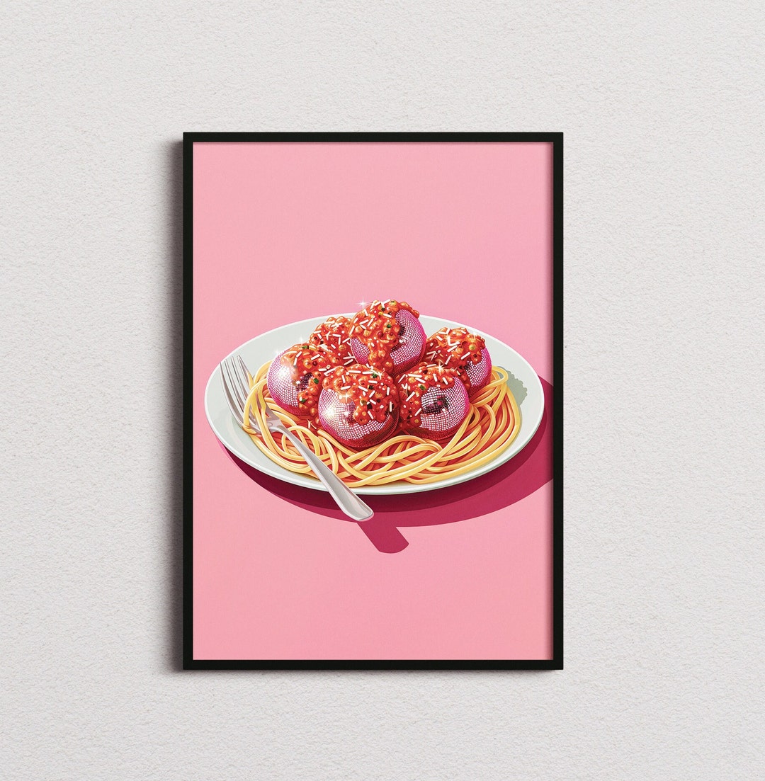 Disco Meatballs Wall Art Fun Kitchen Print Retro Food Digital Download ...