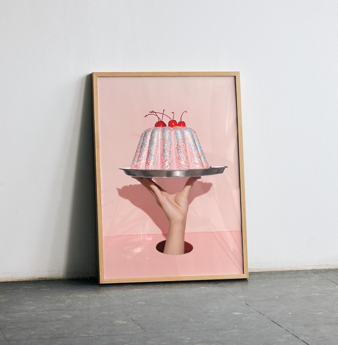 Y2K Pink Glitter Cake Print, Aesthetic Kitchen Wall Art, Kawaii Food ...