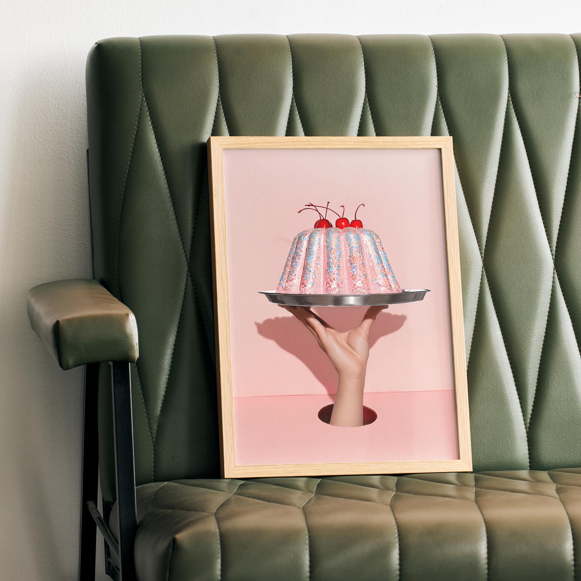 Y2K Pink Glitter Cake Print, Aesthetic Kitchen Wall Art, Kawaii Food ...