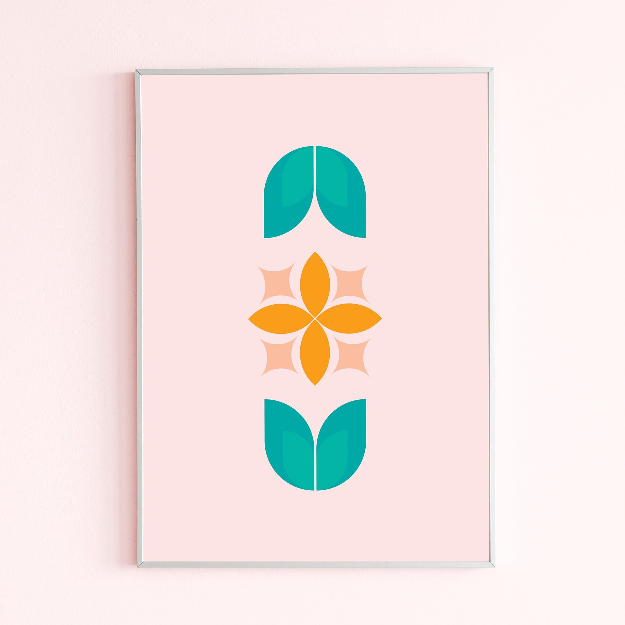 Geometric Flower Illustration - Geometric Shapes, Pink, Green, Zen, and ...