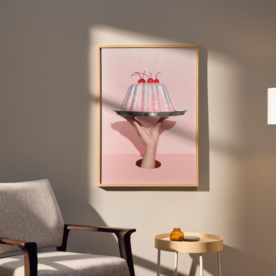 Y2K Pink Glitter Cake Print, Aesthetic Kitchen Wall Art, Kawaii Food ...