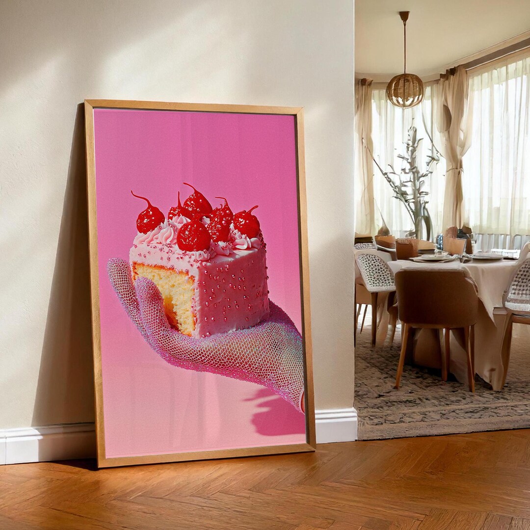 Pink Cake Photography Print: Modern Dessert Wall Art (digital Download ...