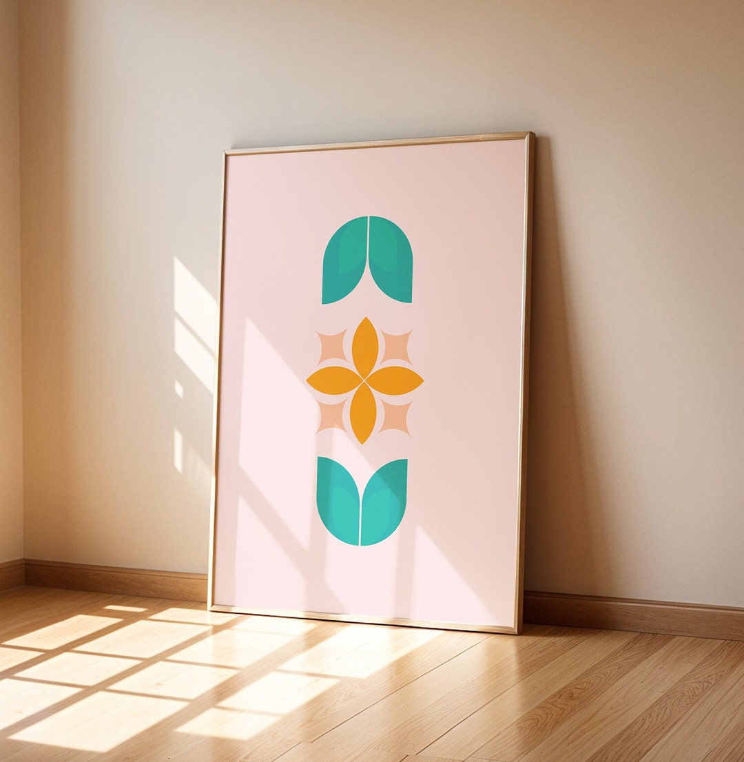 Geometric Flower Illustration - Geometric Shapes, Pink, Green, Zen, and ...