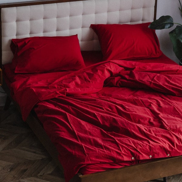 Red Duvet Cover - Etsy