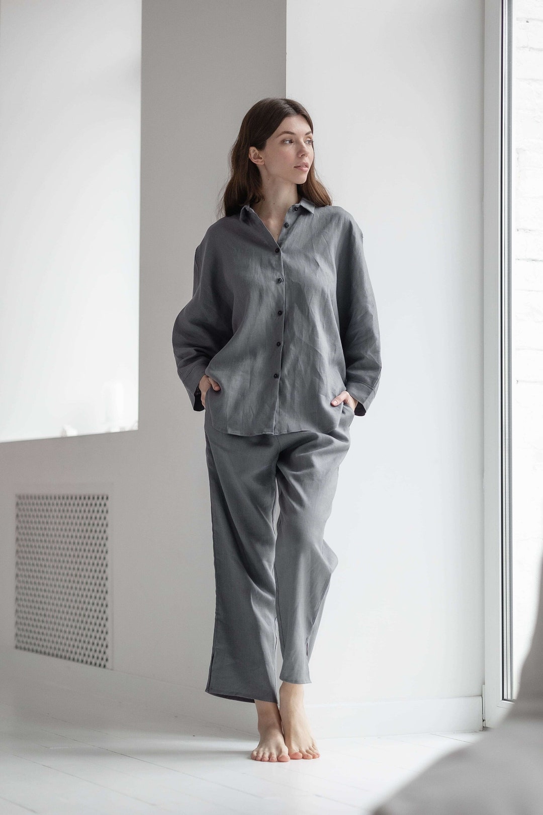 Linen Soft Pajama, Linen Pajama Set, Dust Color Pajama for Women, Linen ...