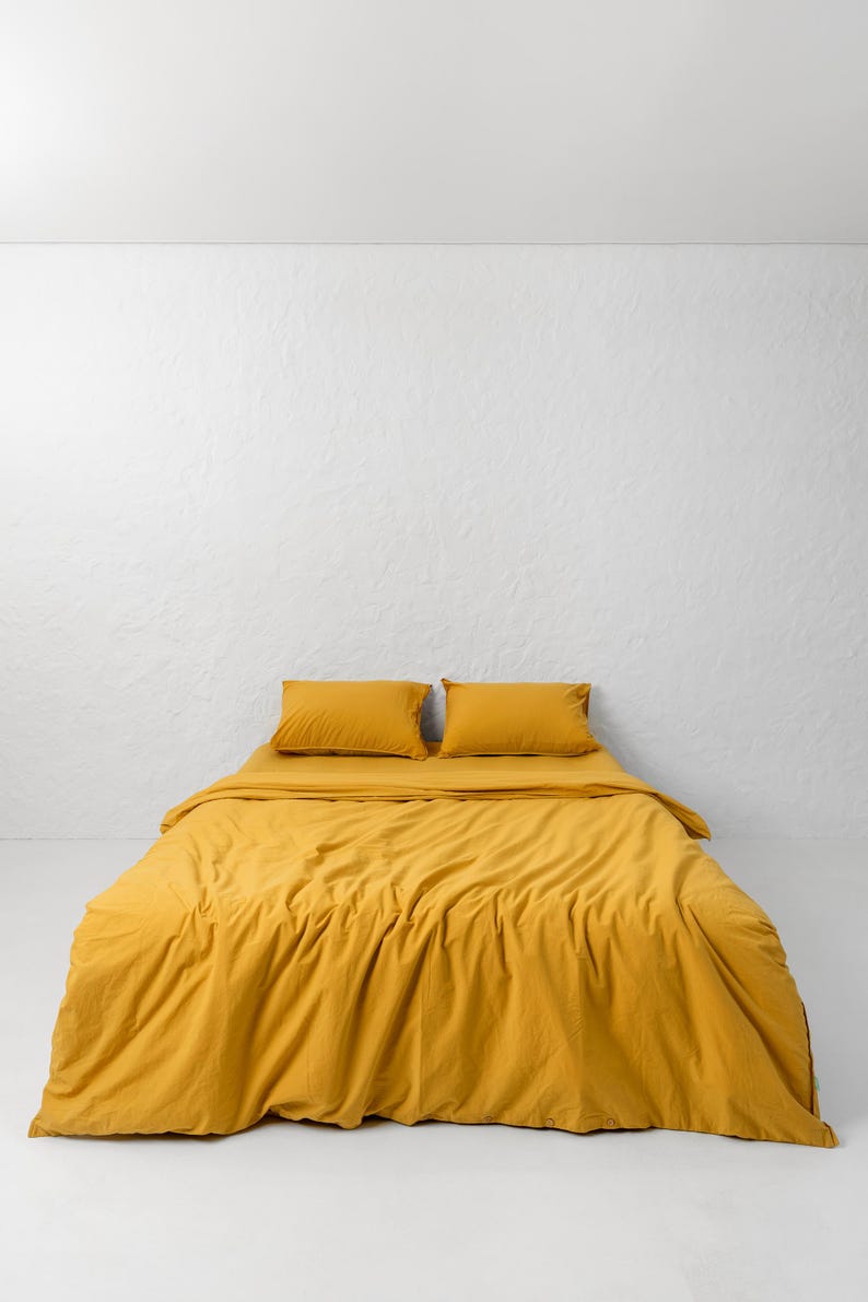 Mustard Duvet Cover Queen King Twin, Custom Size Organic Cotton Bedding ...