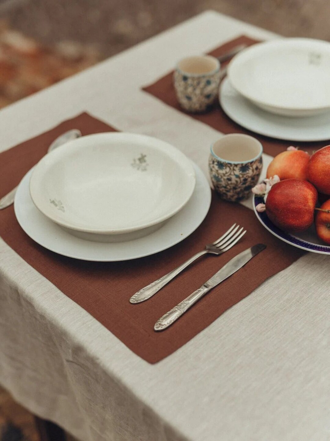 Organic Brown Serving Napkins, Linen Table Napkins, Natural Dinning ...