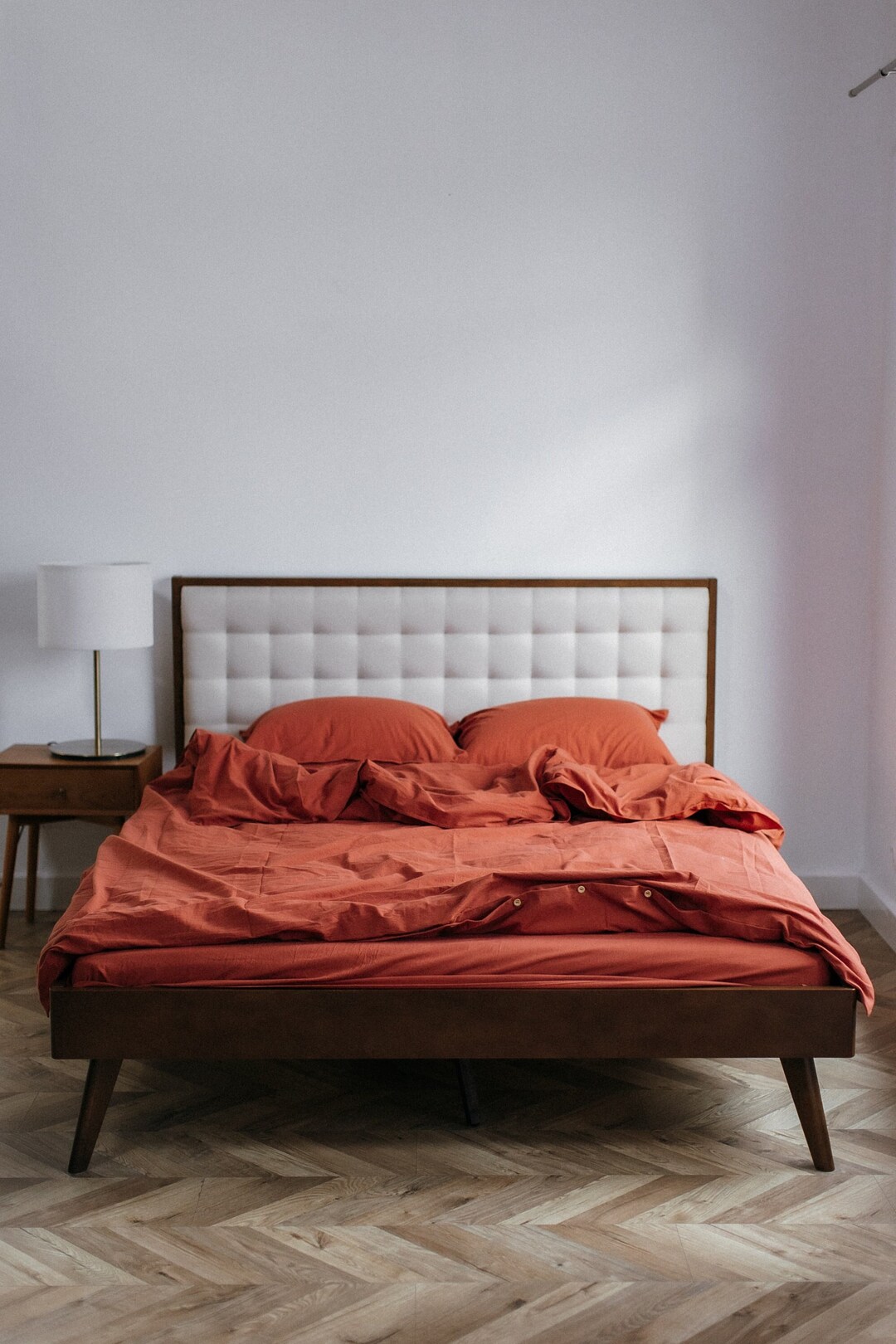 Brick Red Cotton Full Bedding Set, Stylish Bedding, 100% Cotton Bedding ...