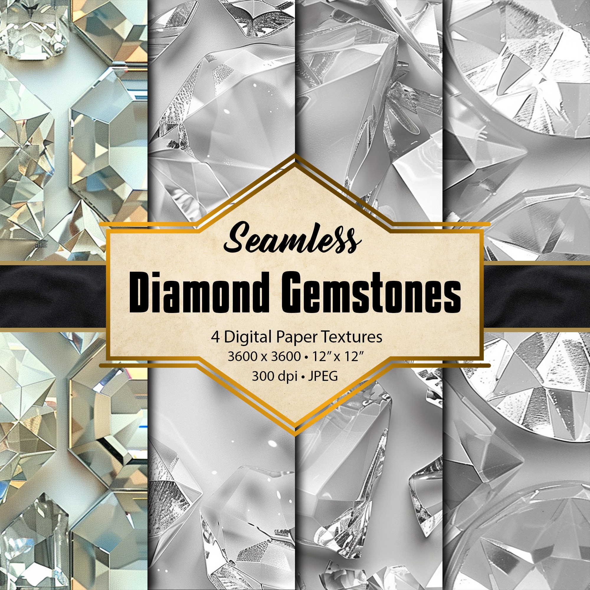 Diamond Gemstones Seamless Digital Paper Instant Download Printable ...