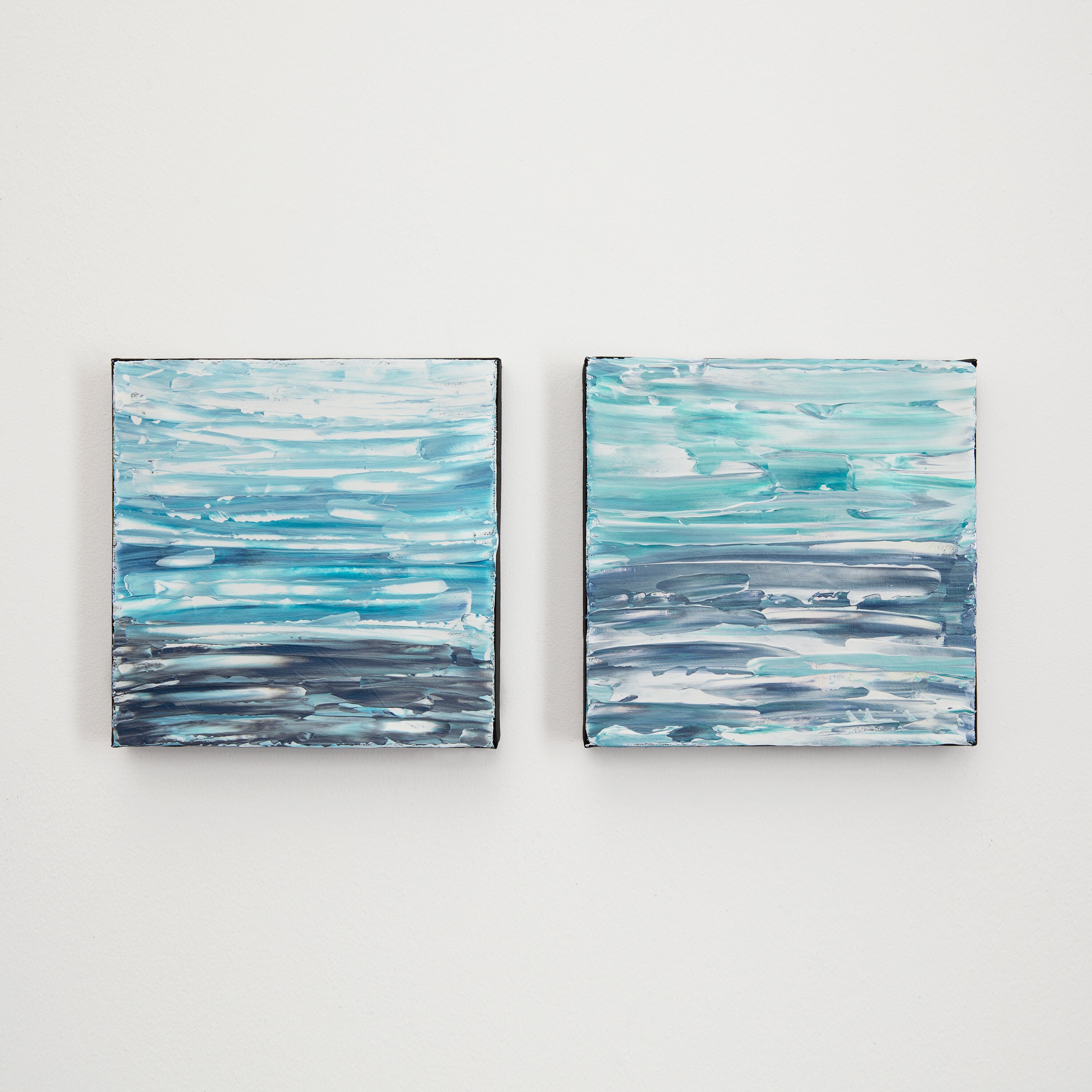 Square Set of 2 Abstract Canvases 20cm Seascape Painting in - Etsy