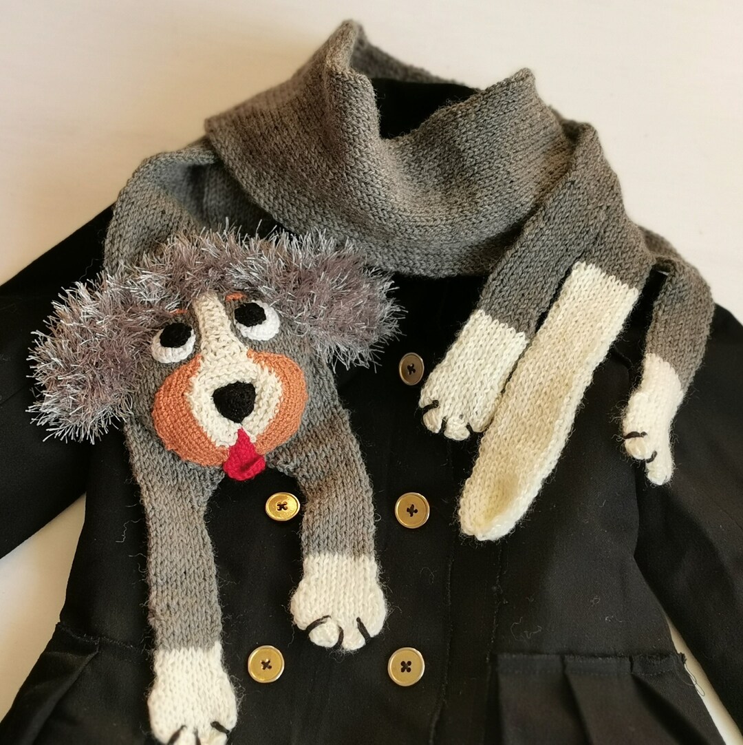Dog, Knitted Grey Scarf Merino Wool - Etsy