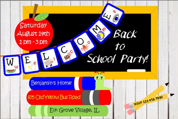 Back to School party Invitation, welcome back to school Party ...
