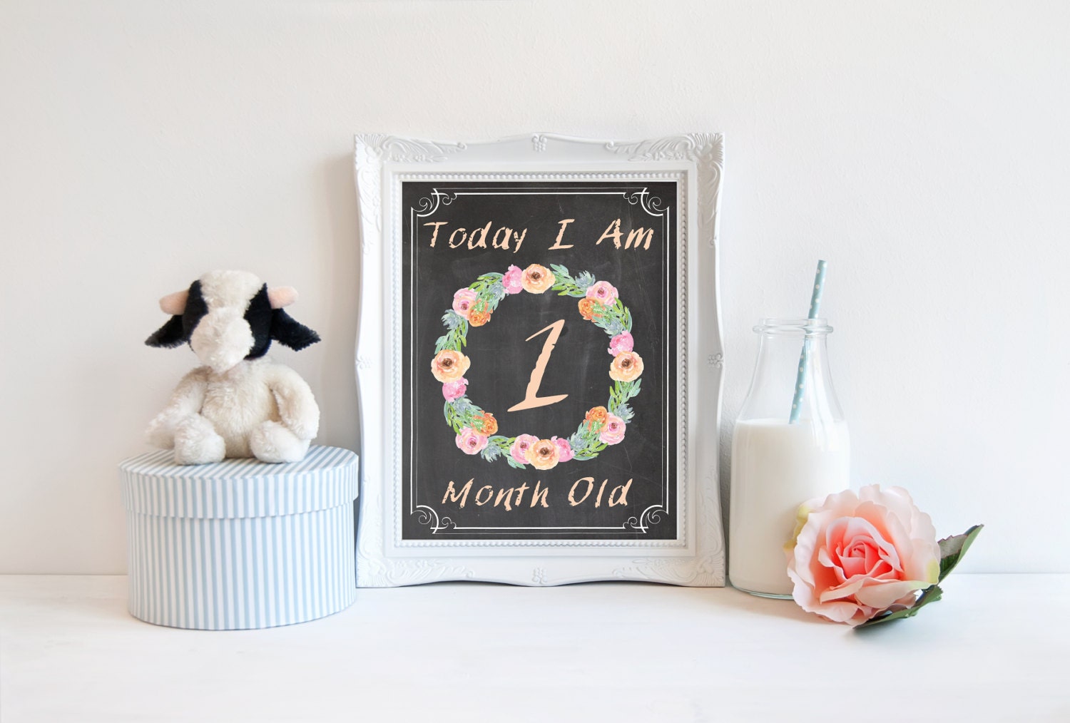Baby Month by Month - Baby Milestone Signs - Chalkboard Baby Age Sign ...