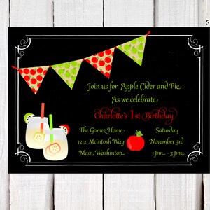 Apple Birthday Invitation, Chalkboard Apple Invitation, Mason Jar ...