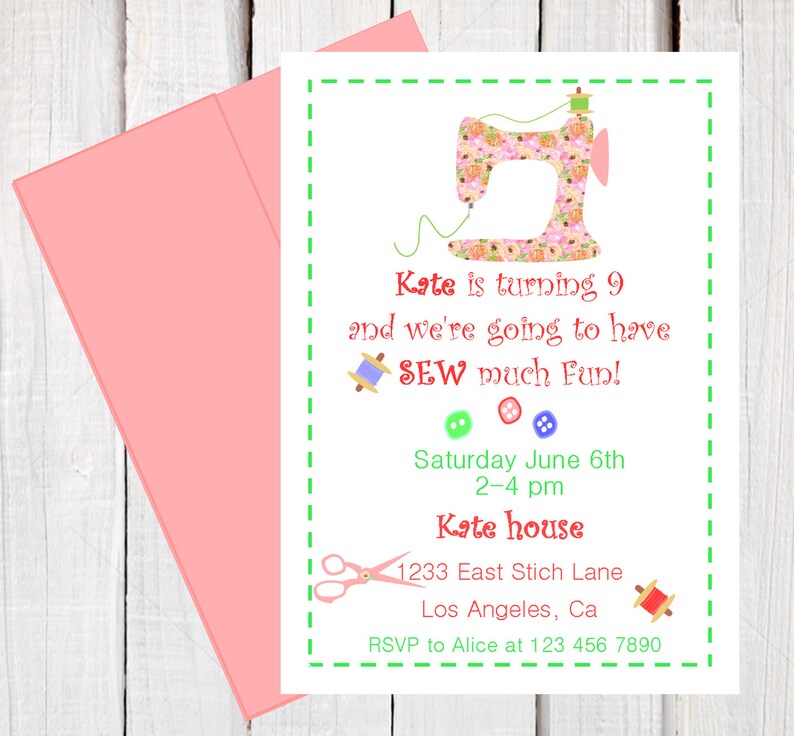Sewing Party Invitation, Craft Birthday Invite, Sewing Birthday ...