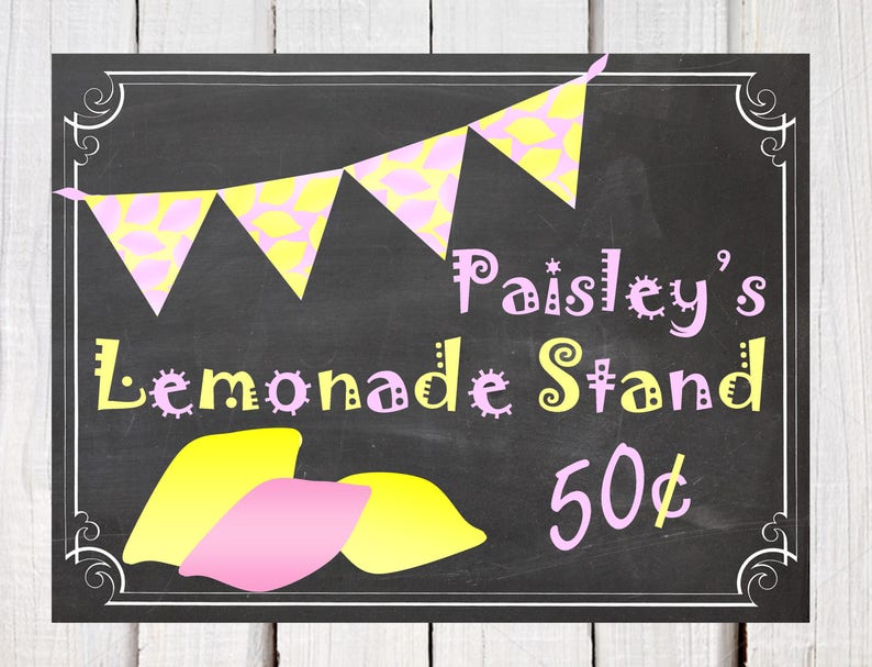 Lemonade Stand Sign a Vintage Lemonade Sign on a Distressed Chalkboard ...