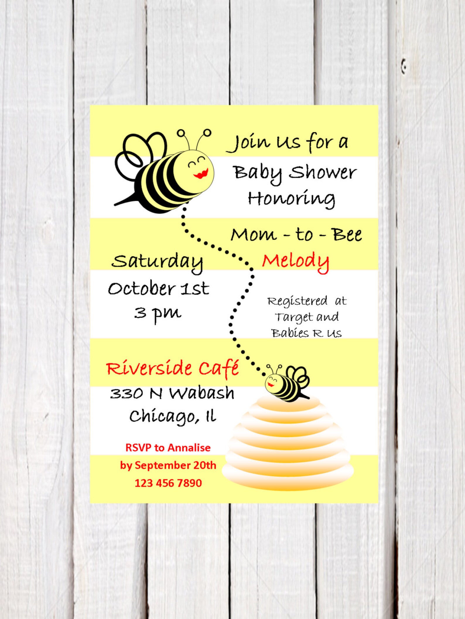 Bumble Bee Baby Shower Invitation, Bumble Bee Invitation Honoring Mom ...