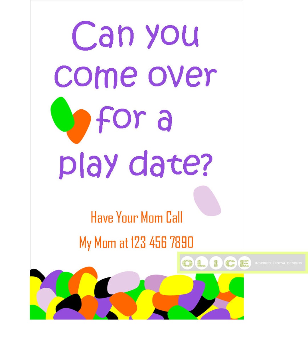 Play Date Card, Play Date Invitation Cards, School Playdate Invitation ...