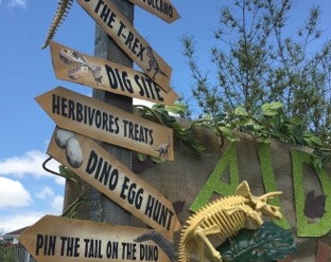 Printable Dinosaur Signs Arrows, Dinosaur Party Decoration, Dinosaur ...