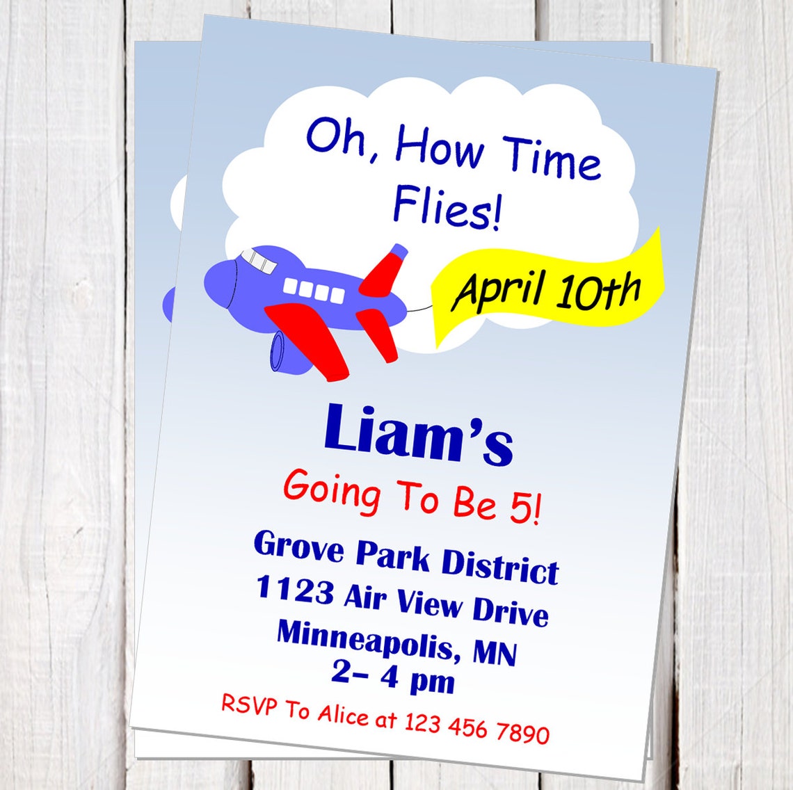 Airplane Invitation Airplane Birthday Invitation Time Flies - Etsy