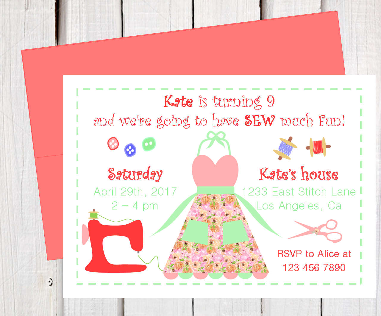 Sewing Party Invitation, Apron Birthday Invite, Sewing Birthday ...