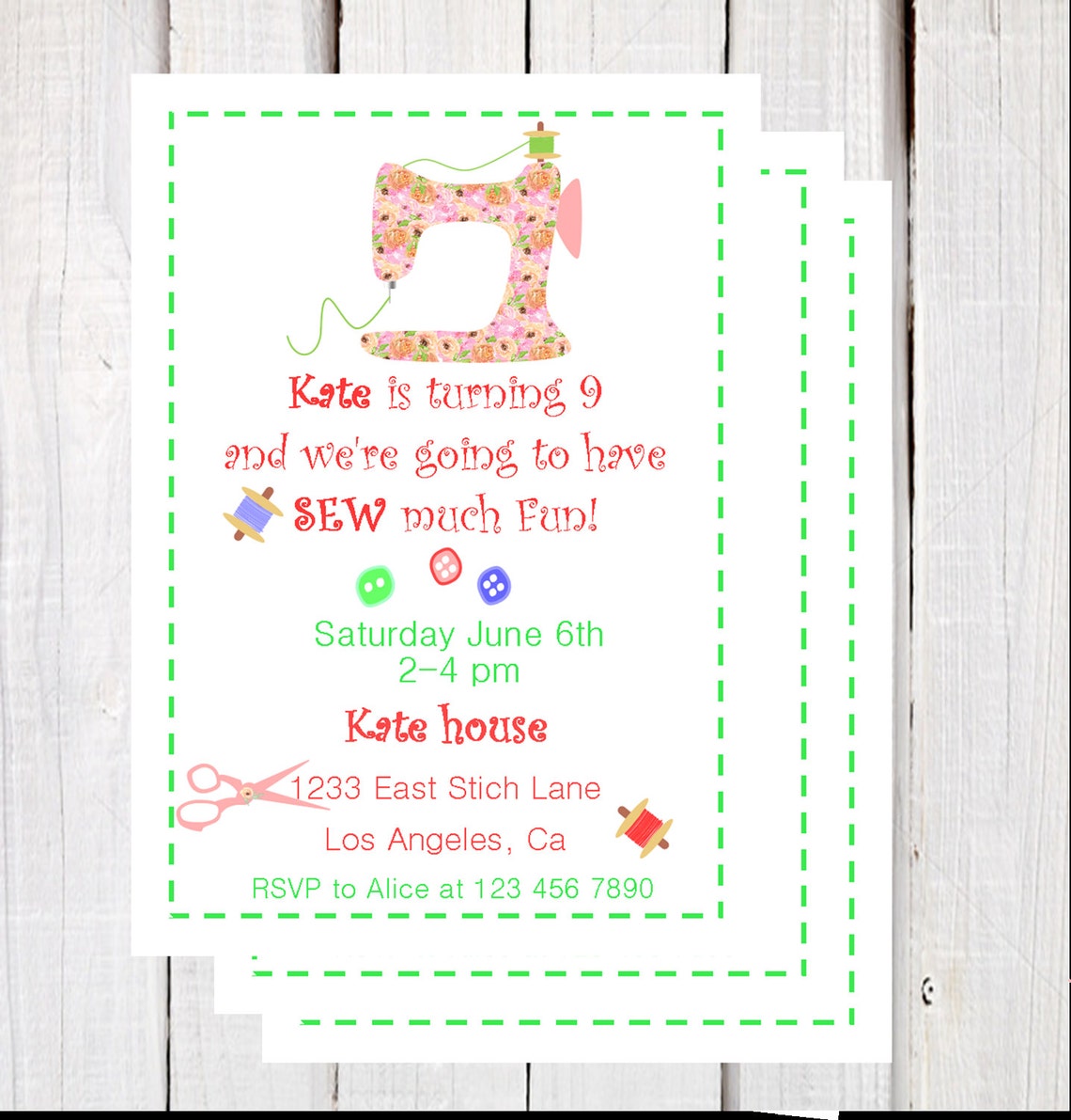 Sewing Party Invitation, Craft Birthday Invite, Sewing Birthday ...