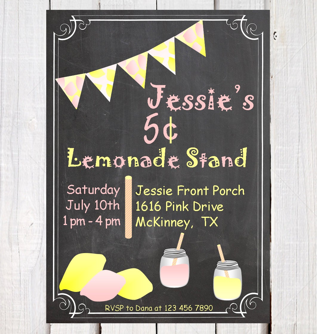Lemonade Birthday Invitation, Vintage Lemonade Stand Summer Party ...