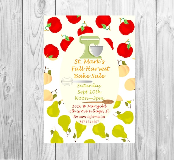 School Bake Sale flyer, Fall Harvest baking contest, Pie competition ...