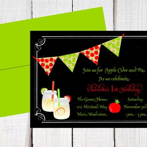 Apple Birthday Invitation, Chalkboard Apple Invitation, Mason Jar ...