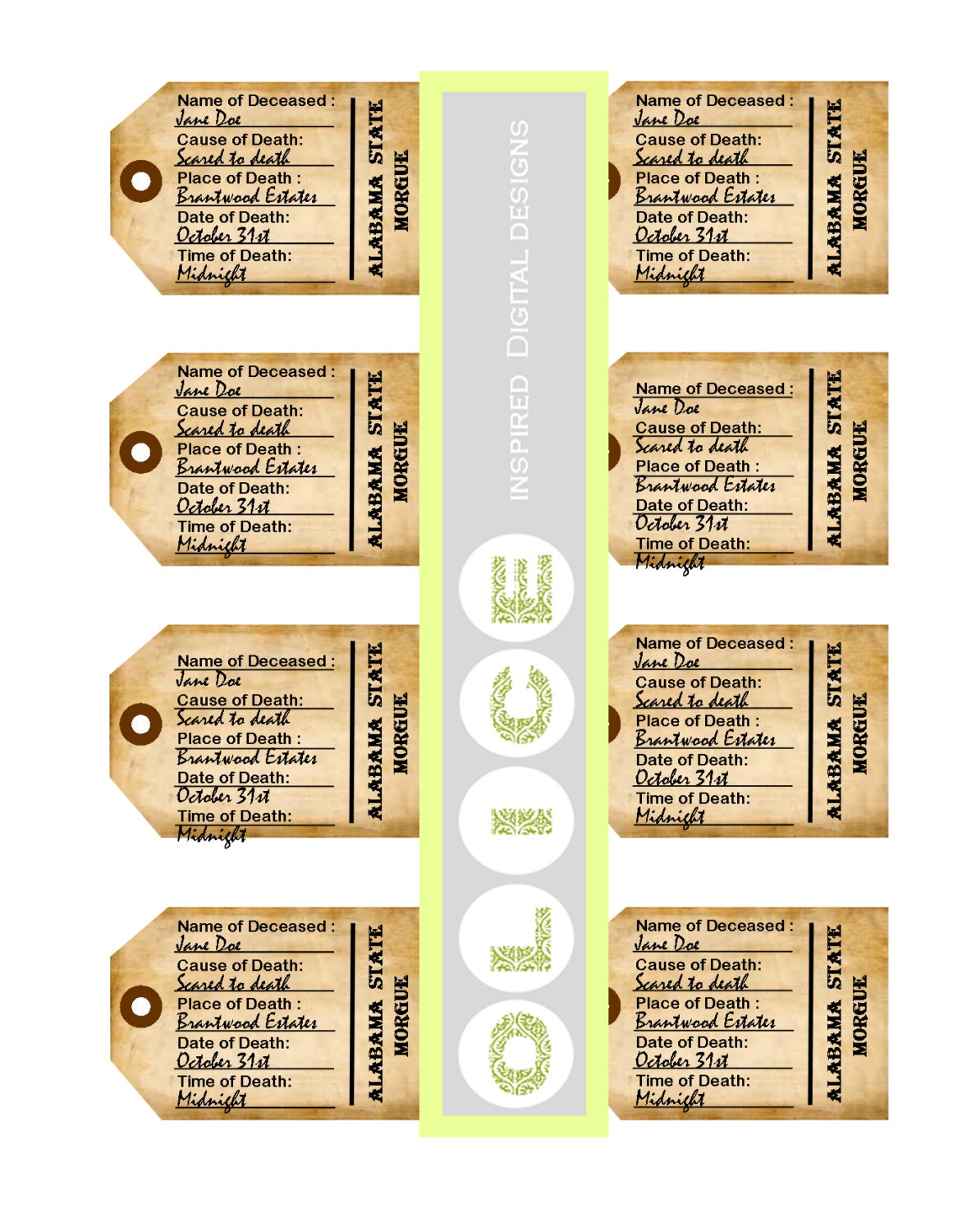 Toe Tag, Halloween Party, Halloween Morgue Toe Tags, Halloween Cookie ...