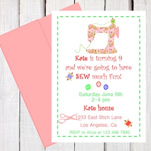 Sewing Party Invitation, Craft Birthday Invite, Sewing Birthday ...