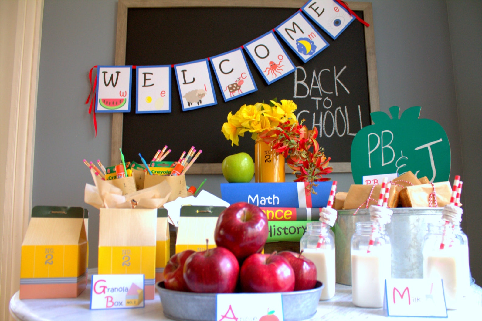 Back to School Party Banner, Teachers Classroom Decor Flash Card Banner ...