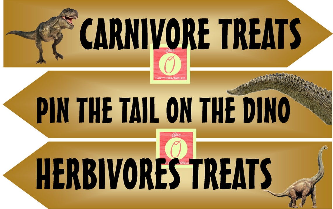 Printable Dinosaur Sign, Dinosaur Directional Arrows, Dinosaur Party ...