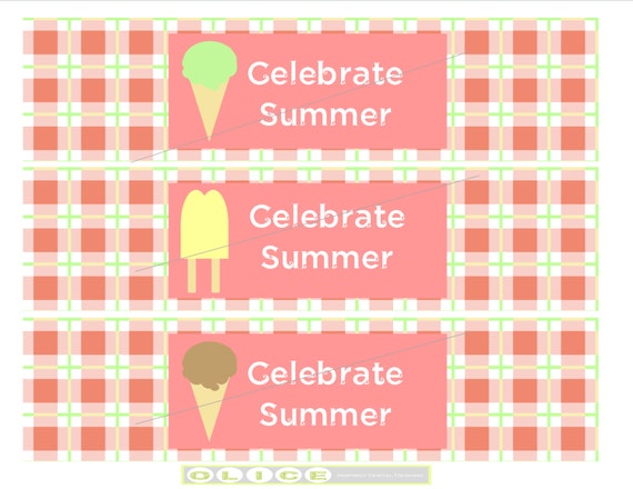 Celebrate Summer Party - Water Bottles Labels - Picnic Party - Ice ...